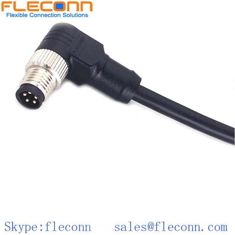 M8 B-coded 5-Pin Right Angle Male to Female Cable