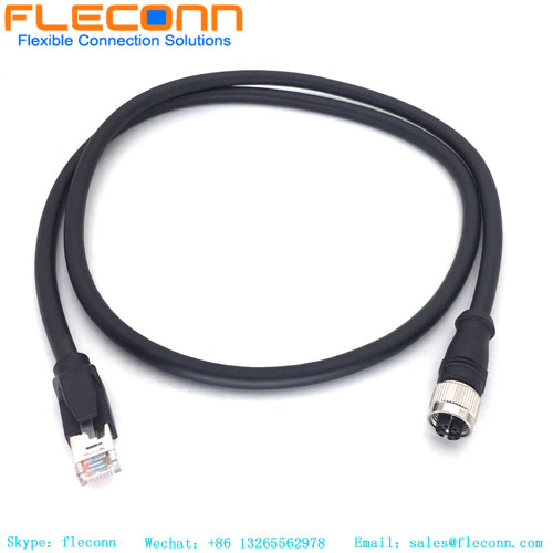 M12 X Coded to RJ45 Cat6A Ethernet Cable