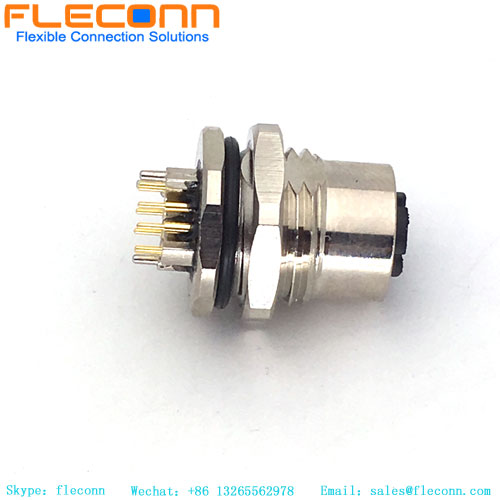 M12 8 Pin X-coded Female PCB Panel Mount Connector